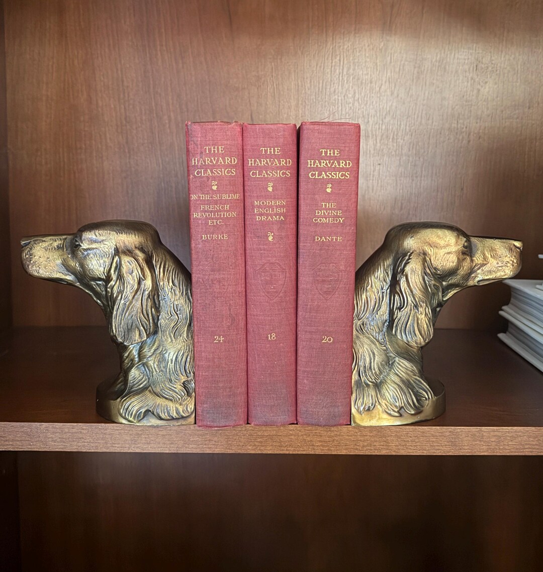 A Pair of Vintage Solid Brass Dog/spaniel Bookends - Etsy