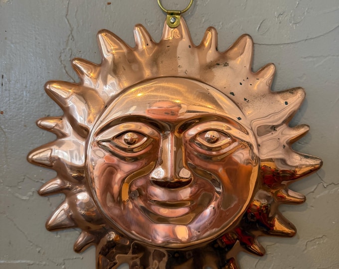 Vintage Copper(?) Smiling Sun Face Wall Decor Sunburst Hanging 9.25” - Etsy