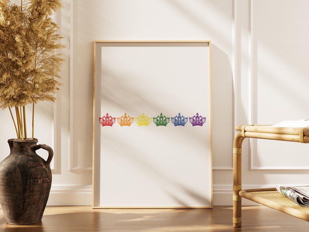 Rainbow Pride Crown Print | Digital Download Art | LGBTQ Royal Wall ...