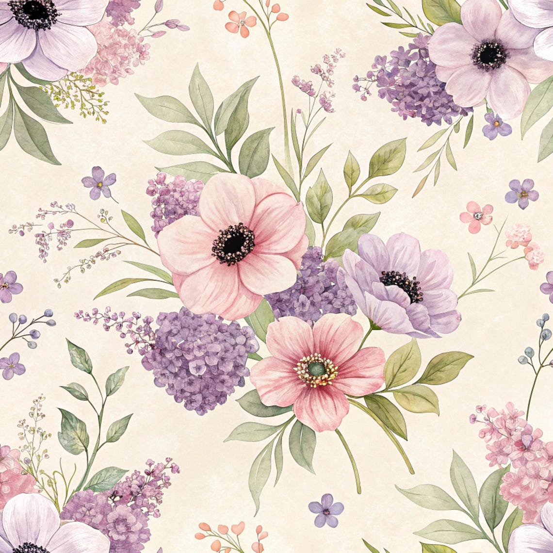 Vintage Floral Digital Paper, Watercolor Roses Background, Soft Pastel ...