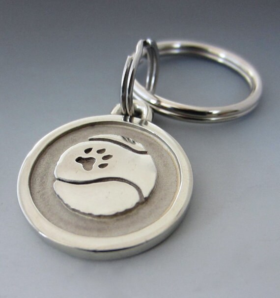 Large Stainless Steel Tennis Ball Engraved Pet Keychain | Etsy