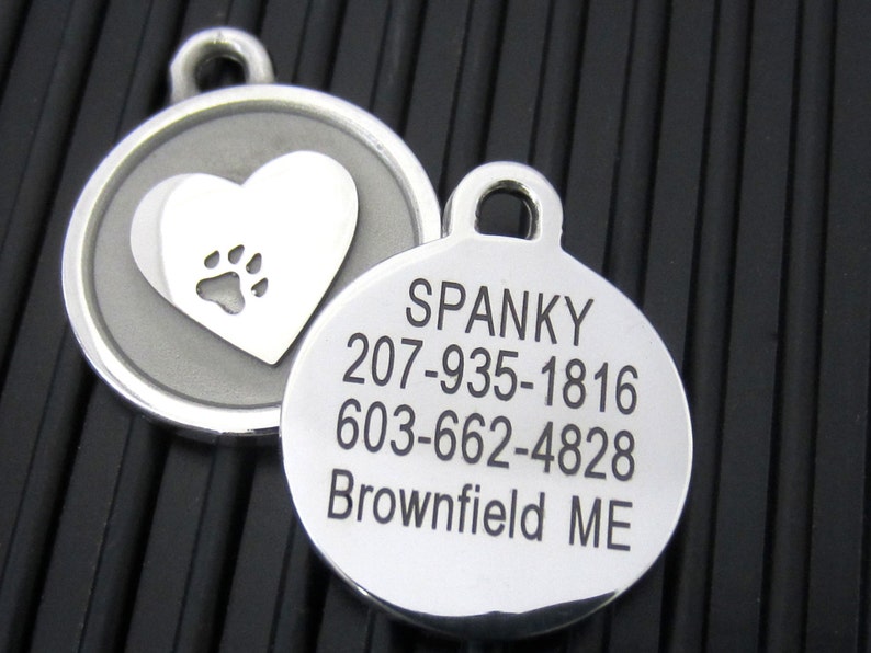 Medium Stainless Steel Silver Bone Pet ID Tag - Etsy