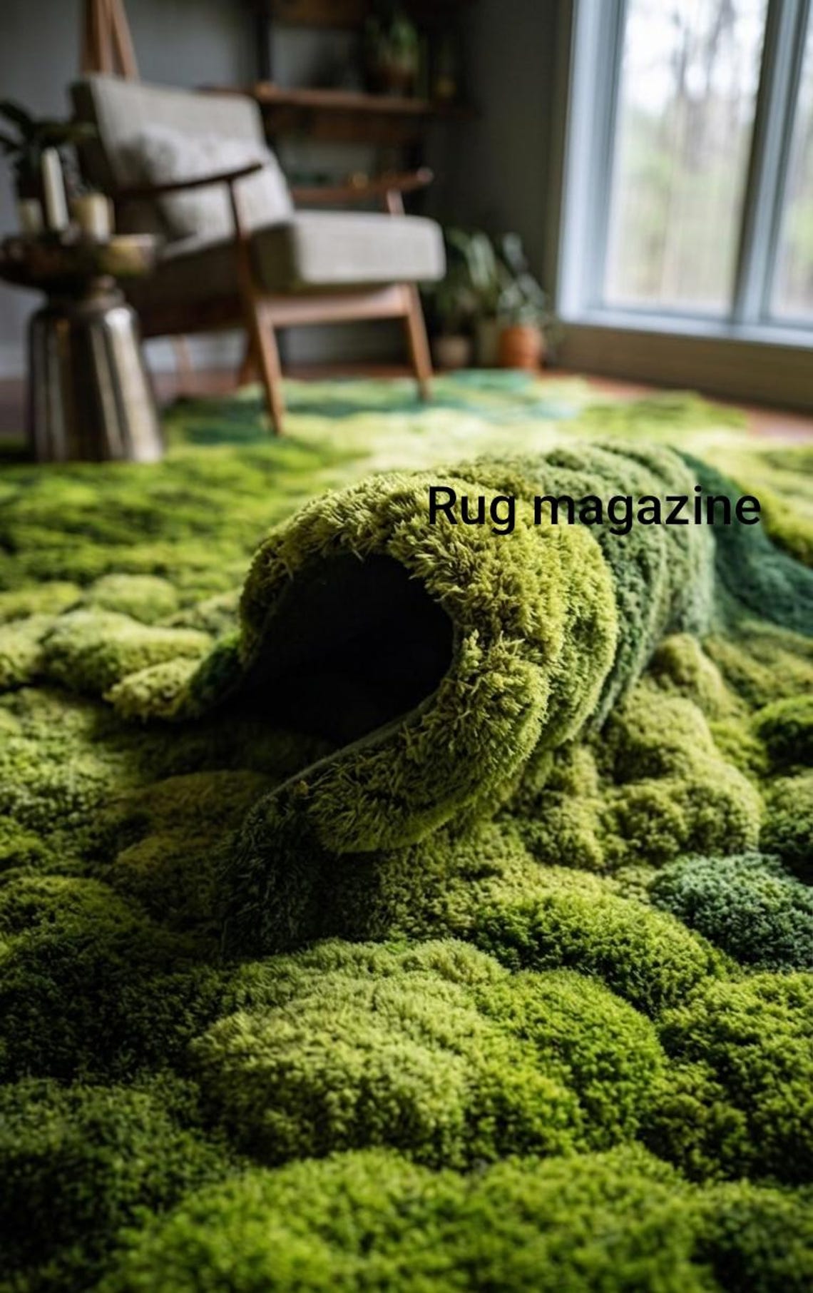 Moss Grass Tufted Rug: 3D Pebble Bubble Design, Nature-inspired Floor ...