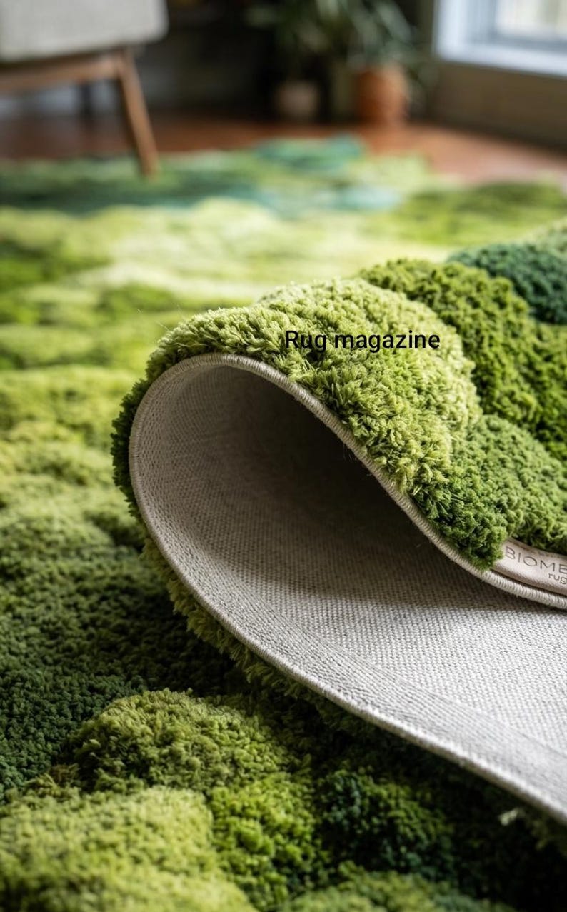 Moss Grass Tufted Rug: 3D Pebble Bubble Design, Nature-inspired Floor ...