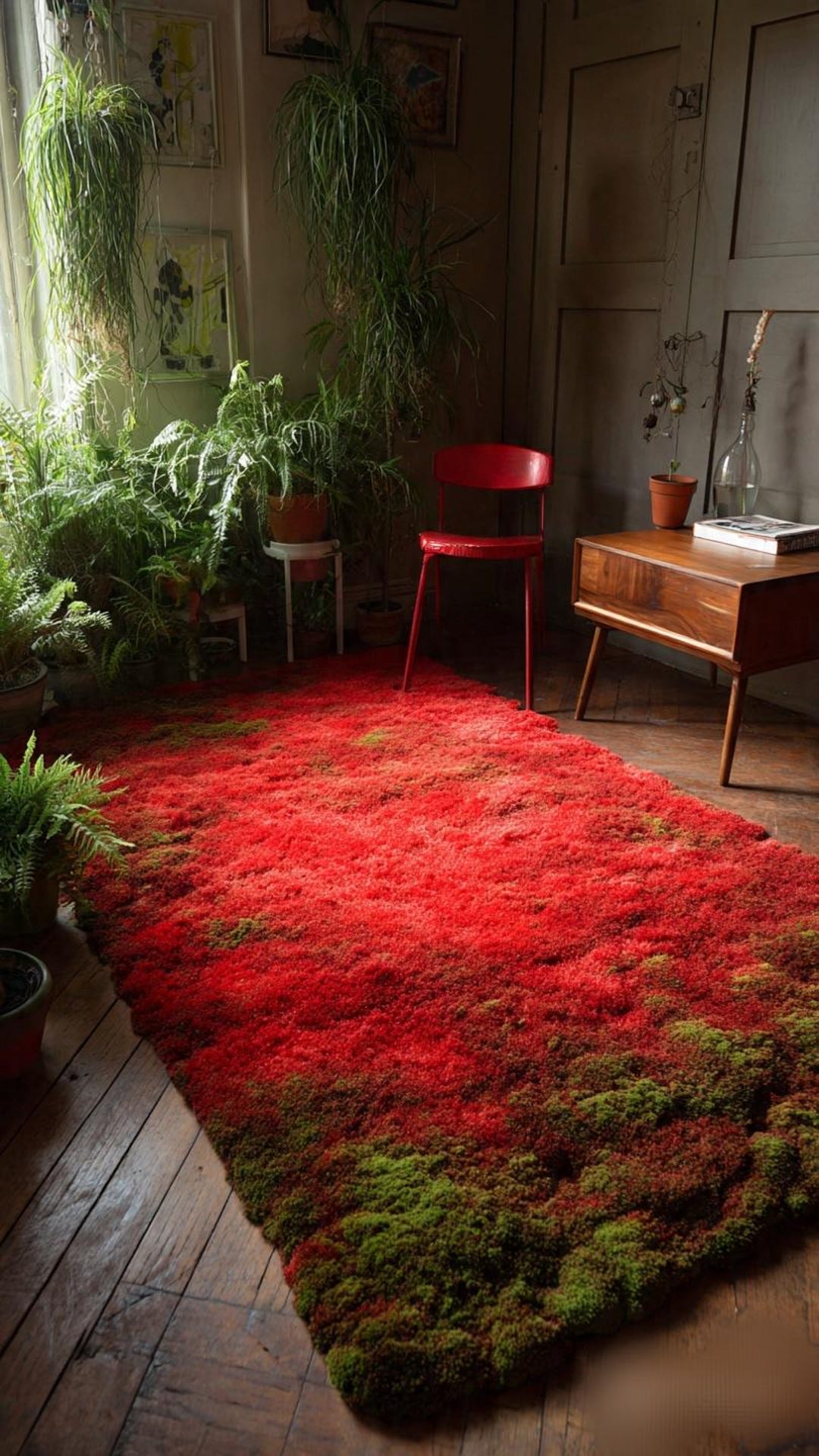 Red Fluffy Moss Grass Tufted Rug: 3D Pebble Bubble Design, Nature ...