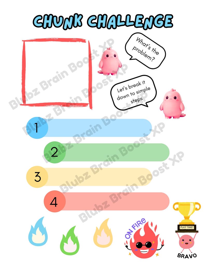 Chunk Challenge Planner for Kids | Problem Solving Worksheet | Light ...