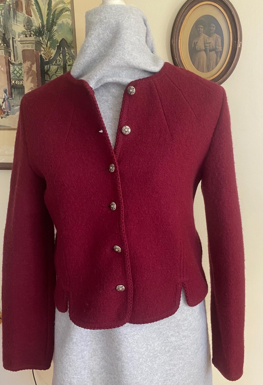 Austrian Style Boiled Wool Jacket in Rich Burgundy Size 6/8 - Etsy