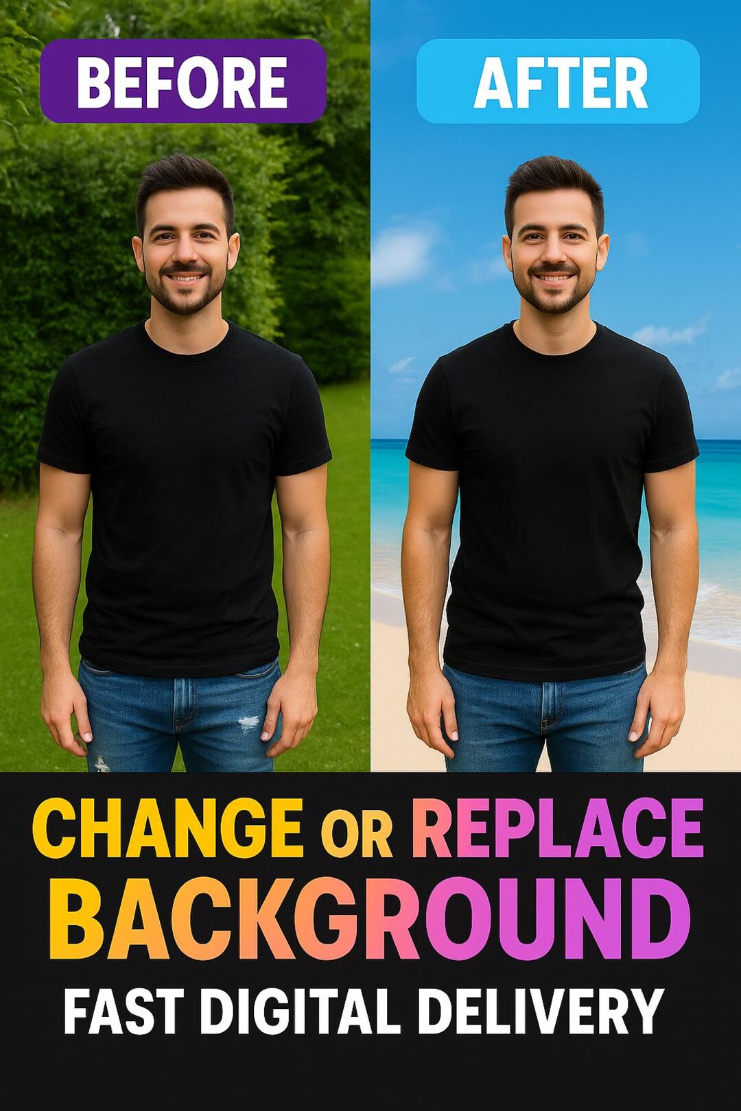 Custom Photo Background Replacement Service: Digital Backdrop Editing ...