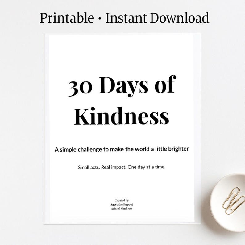 30 Day Kindness Challenge Printable | Positive Habit Tracker | Family ...