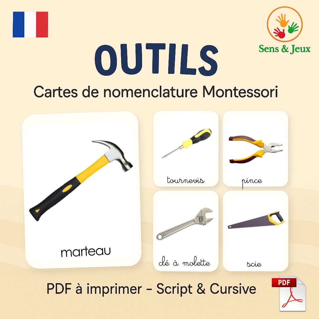 Montessori Nomenclature Cards – Picture Book of Craft Tools – 3-part ...