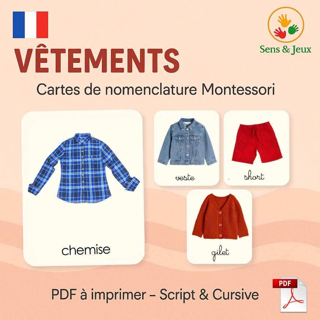 Montessori Nomenclature Cards – Picture Book of Clothes – 3-part Cards ...