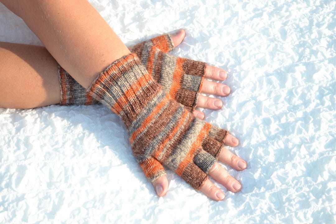 Hand Knitted Half Finger Gloves, Wool and Acrylic Yarn Gloves, Knit Arm ...