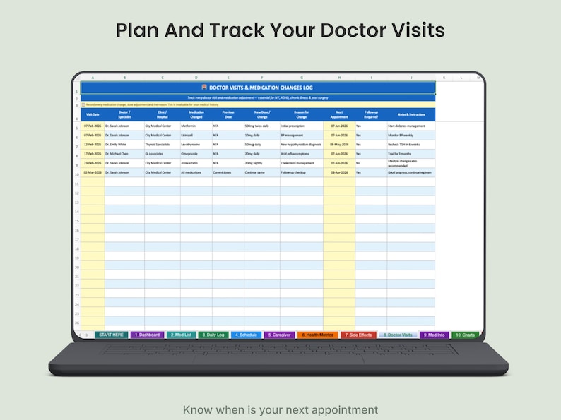 Medication Tracker Spreadsheet, Excel Google Sheets Medication Log ...