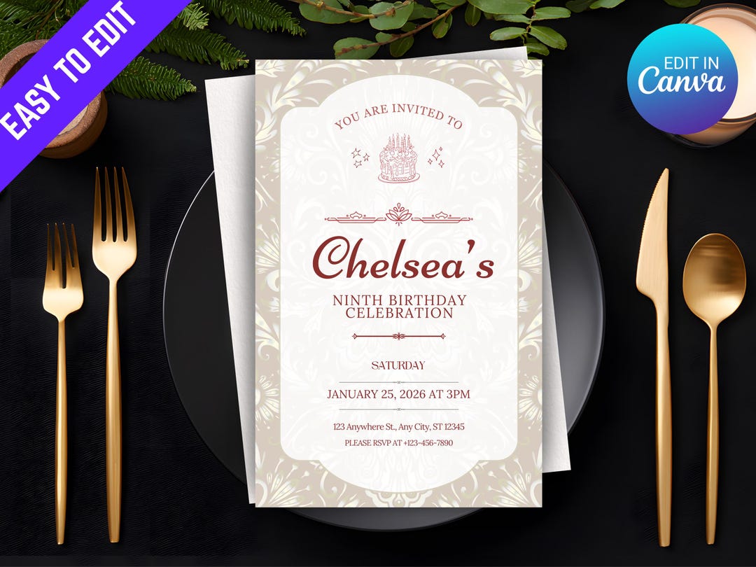 Editable Invitation Template | All Occasion Invite | Birthday Dinner ...