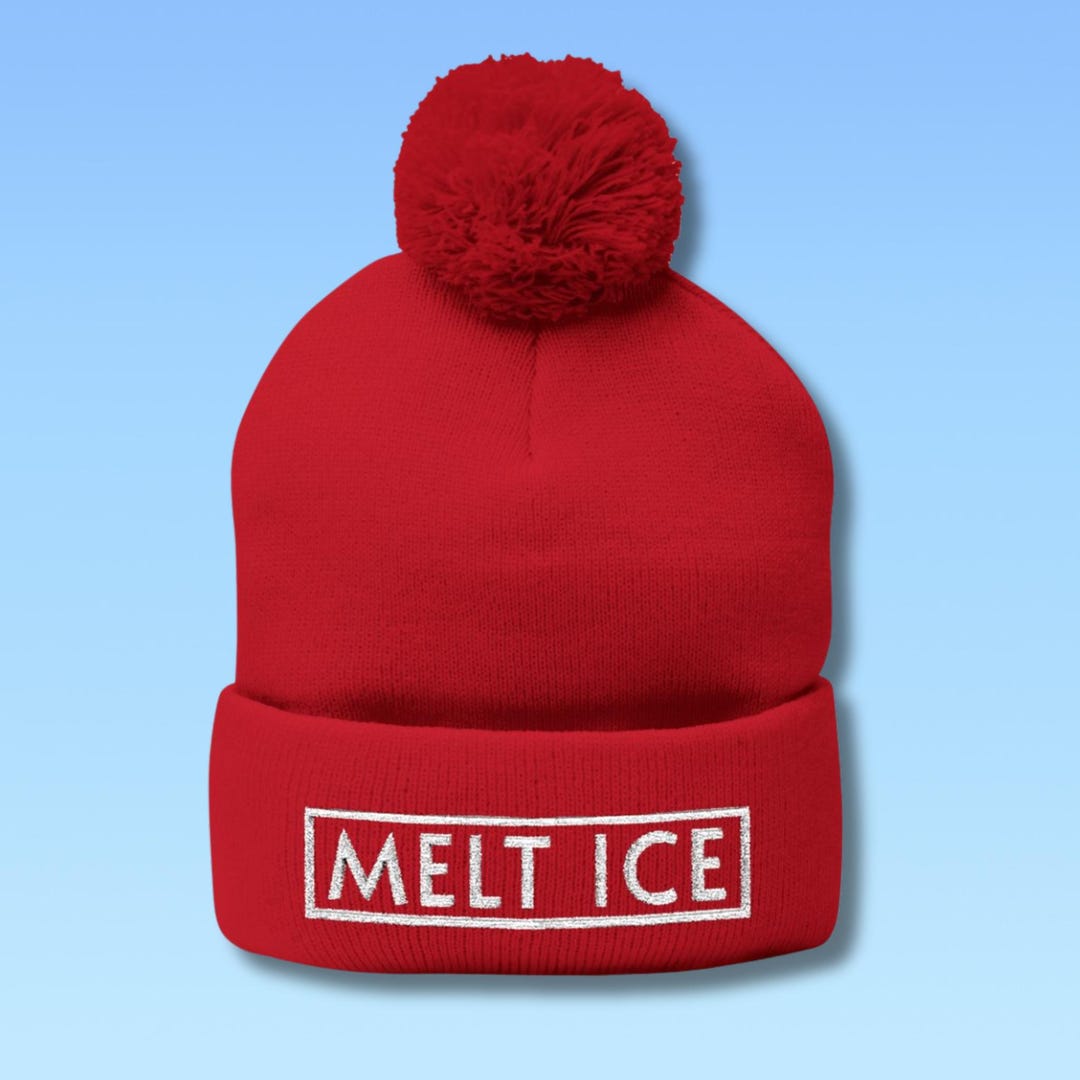 Melt ICE Protest Hat Anti Trump Embroidered Pom Pom Beanie Support ...