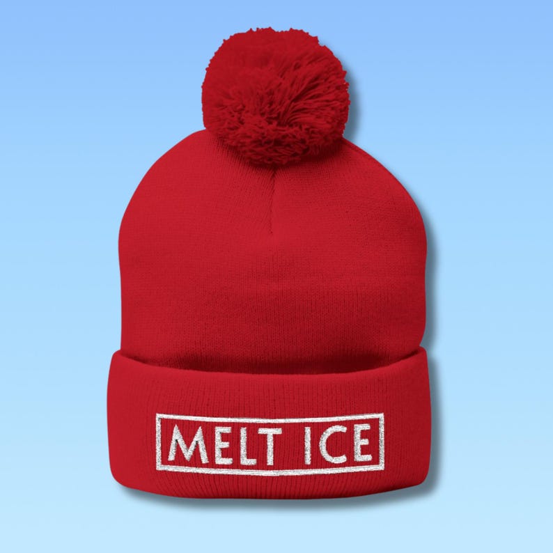 Melt ICE Protest Hat Anti Trump Embroidered Pom Pom Beanie Support ...