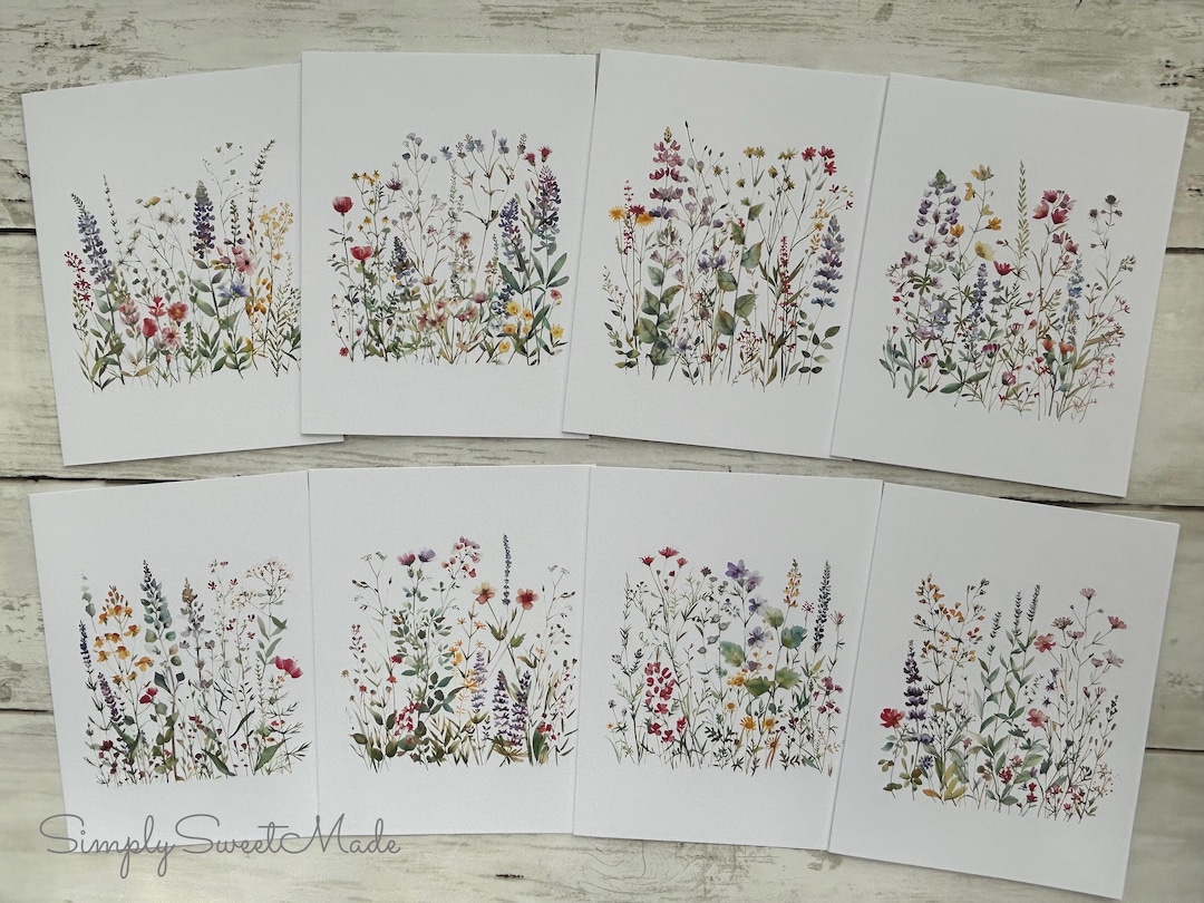 Watercolor Wildflower Cards: Blank Notecards Set With 8 - Etsy