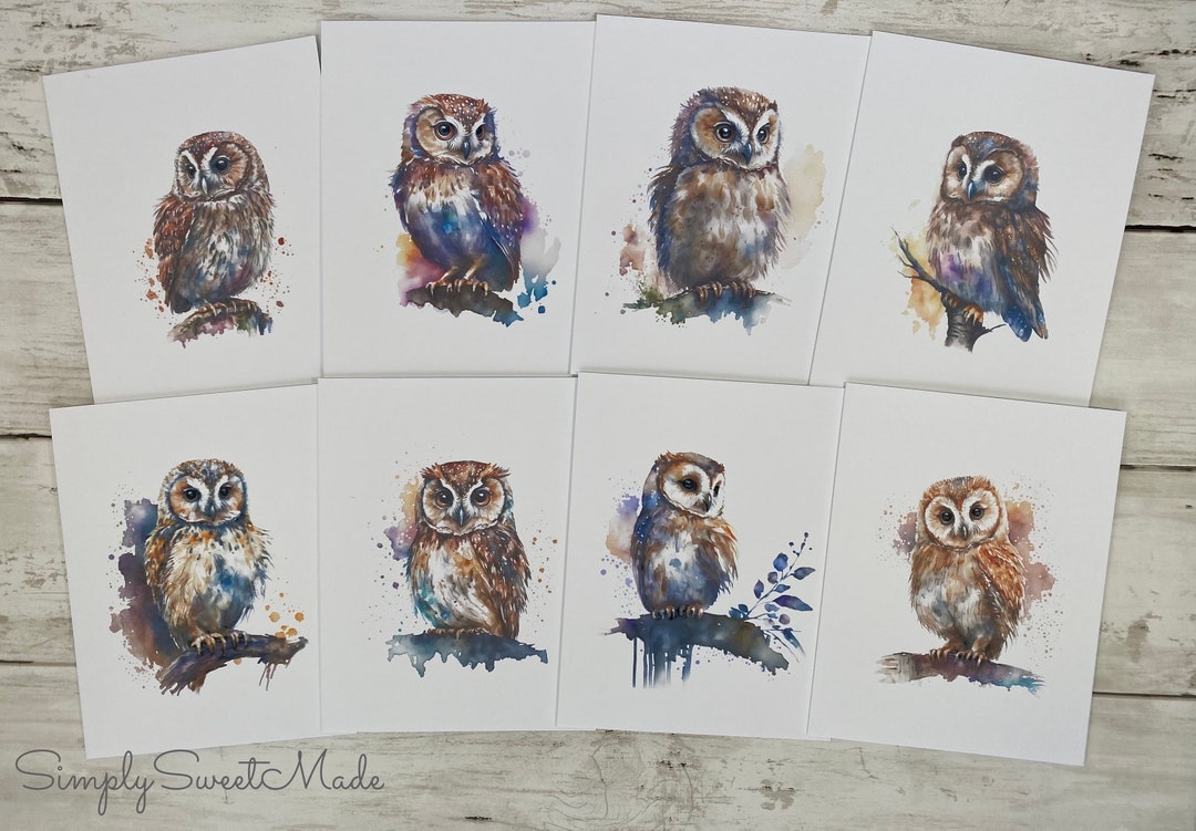 Owl Cards - 8 Owl Notecards - Owl Blank Cards - Assorted Owls Greeting ...