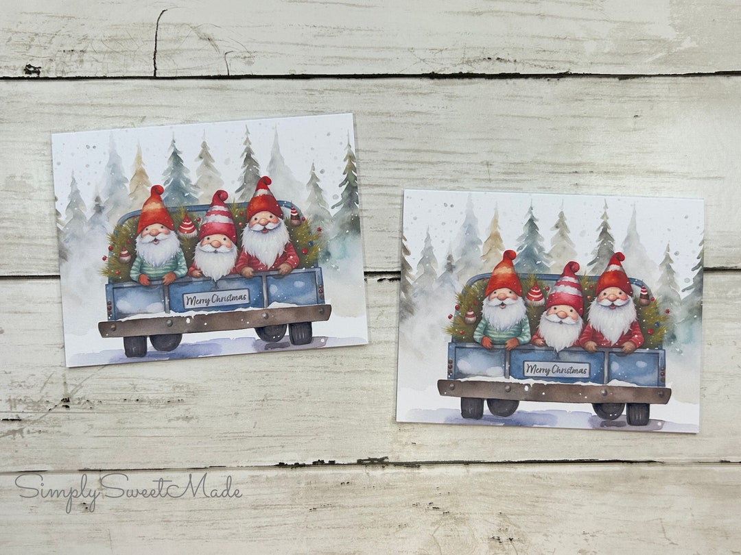 Christmas Cards 6 Gnome Holiday Cards Christmas Gnome Cards Blank ...