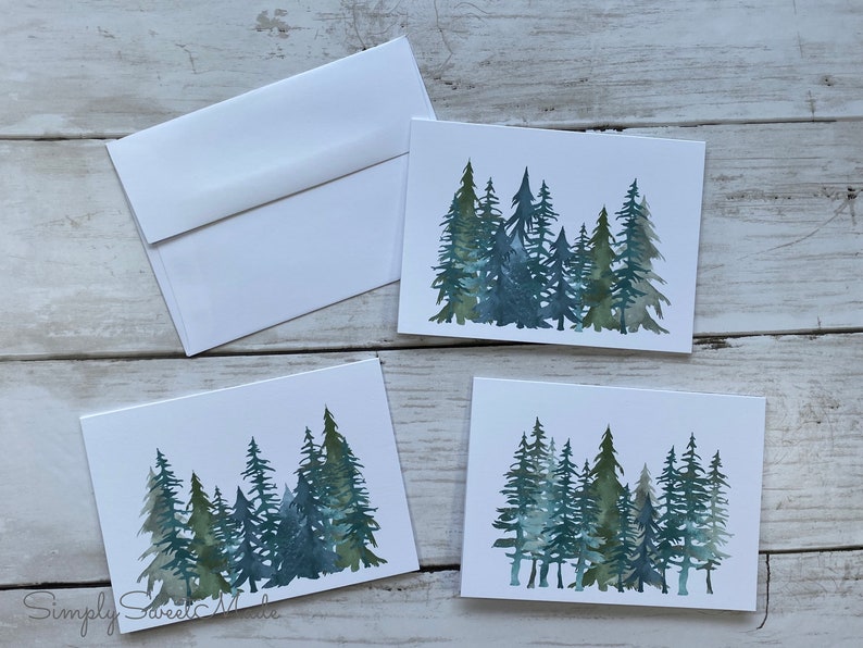 Forest Blank Cards 8 Pine Tree Note Cards Evergreen Cards - Etsy