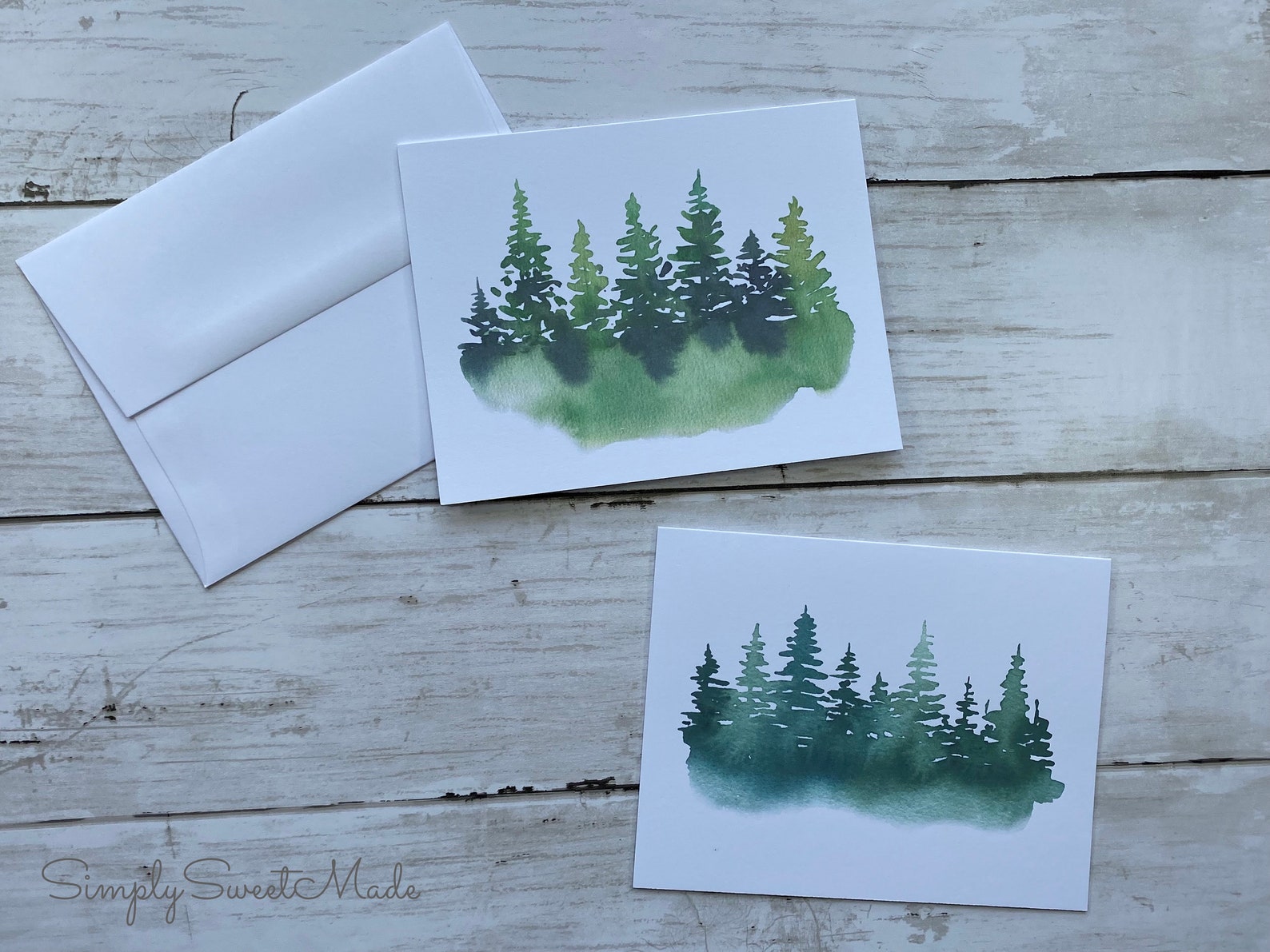 Watercolor Forest Cards 8 Blank Forest Cards Watercolor - Etsy