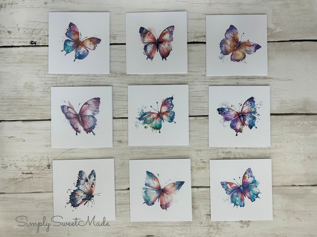 Mini Cards - 18 Butterfly Blank Note Cards - Butterflies Mini Cards ...