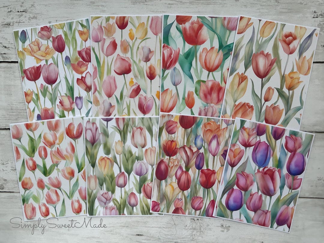 Tulip Blank Cards - 8 Assorted Tulip Pattern Cards - Tulip Cards ...