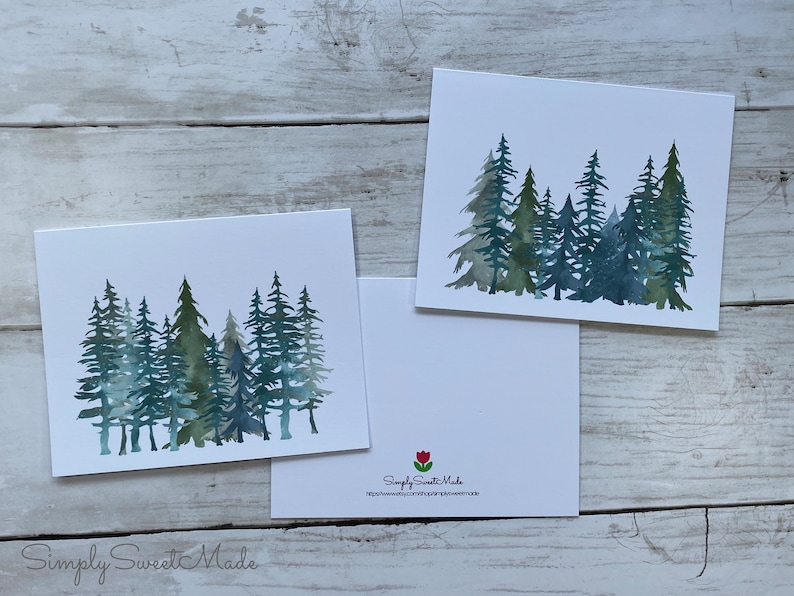 Forest Blank Cards 8 Pine Tree Note Cards Evergreen Cards - Etsy