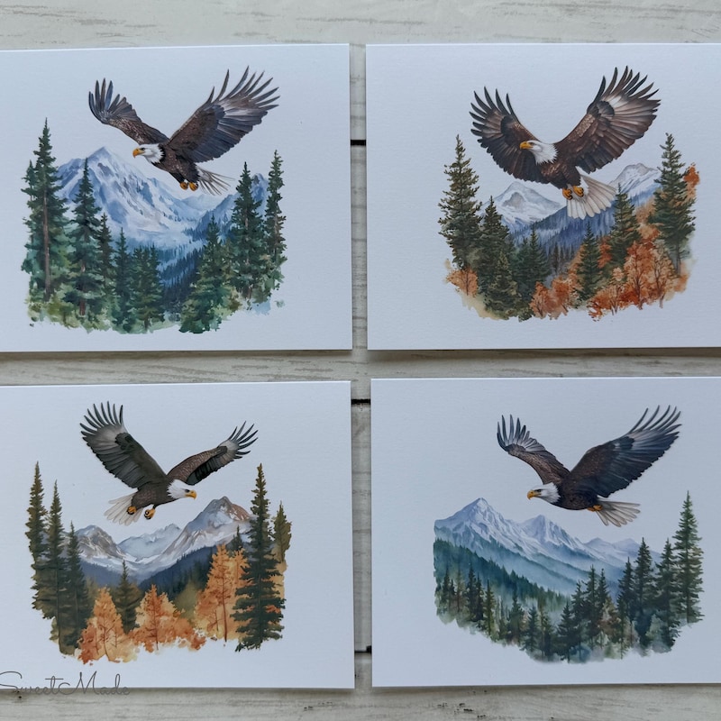 Eagle Watercolor Cards - Etsy