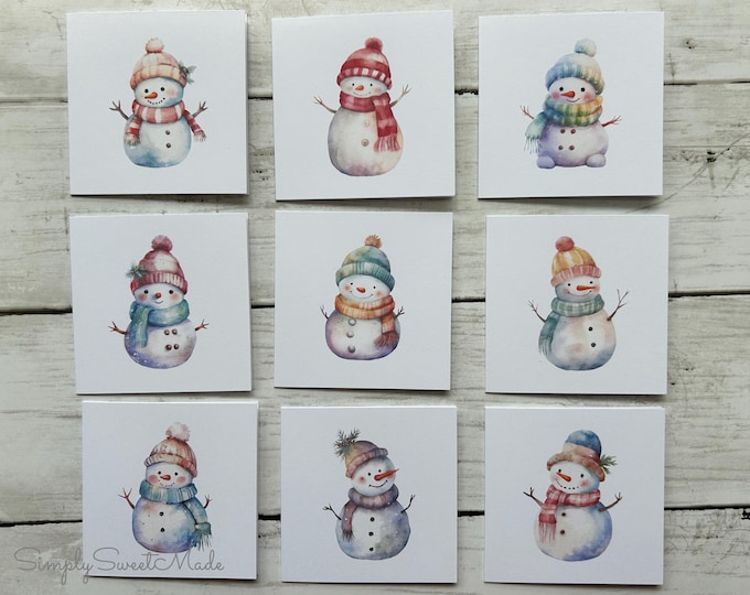 Mini Cards 18 Cute Snowman Mini Blank Note Cards Snowman Mini Cards ...