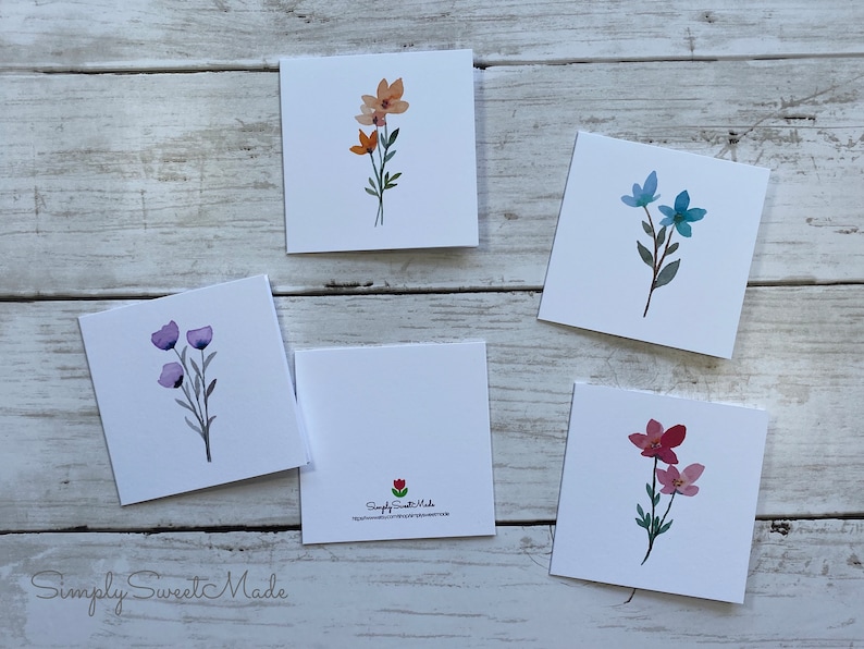 Mini Cards 18 Florals Mini Blank Note Cards Watercolor - Etsy UK