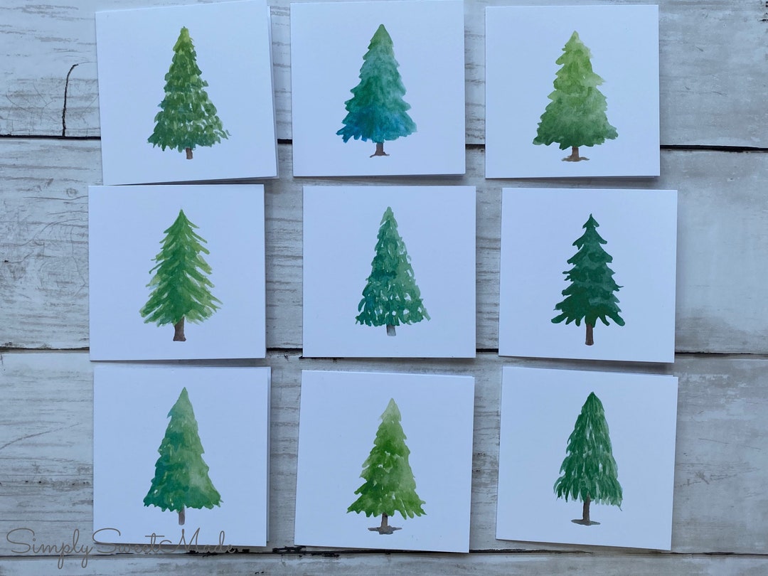 Mini Cards - 18 Pine Tree Mini Blank Note Cards - Pine Tree Mini Cards ...