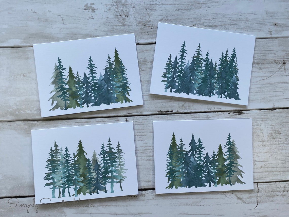 Forest Blank Cards 8 Pine Tree Note Cards Evergreen Cards - Etsy