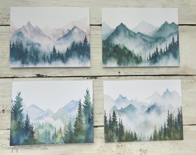 Mountain Forest Blank Cards: Nature Note Card Set (8) - Etsy