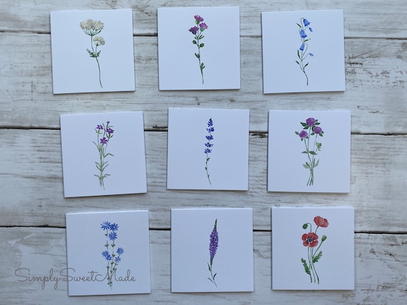 Mini Cards 18 Florals Mini Blank Note Cards Watercolor - Etsy