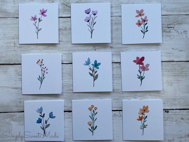 Mini Cards 18 Florals Mini Blank Note Cards Watercolor - Etsy UK