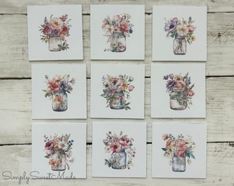 Mini Cards 18 Tulips Mini Blank Note Cards Spring Tulips Mini Cards 3x3 ...