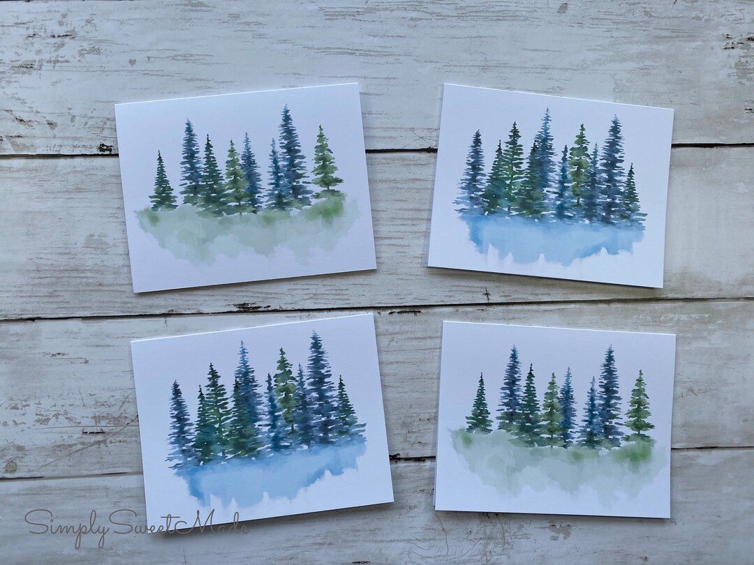 Watercolor Forest Cards: Handmade Blank Notecards, Set of 8 - Etsy
