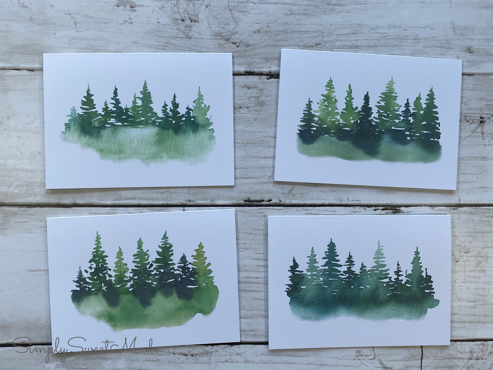 Watercolor Forest Cards 8 Blank Forest Cards Watercolor - Etsy