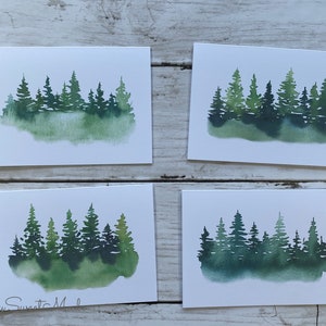Watercolor Forest Cards - 8 Blank Forest Cards - Watercolor Landscape ...