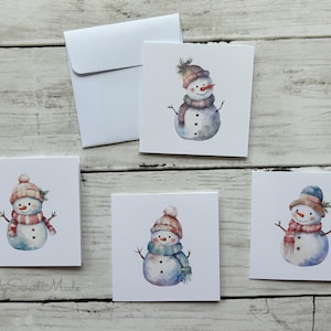 Mini Cards - 18 Cute Snowman Mini Blank Note Cards - Snowman Mini Cards ...