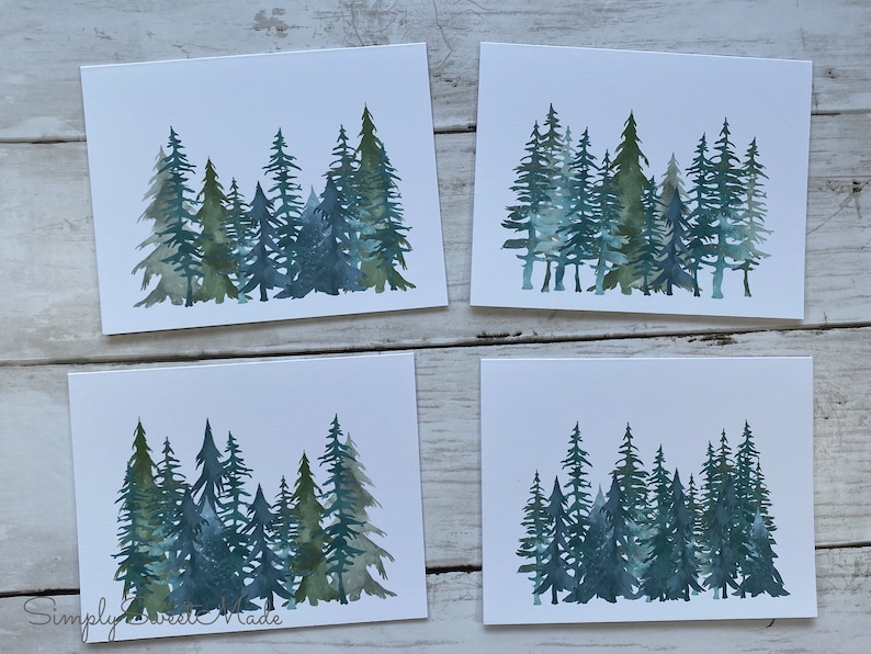 Forest Blank Cards 8 Pine Tree Note Cards Evergreen Cards - Etsy