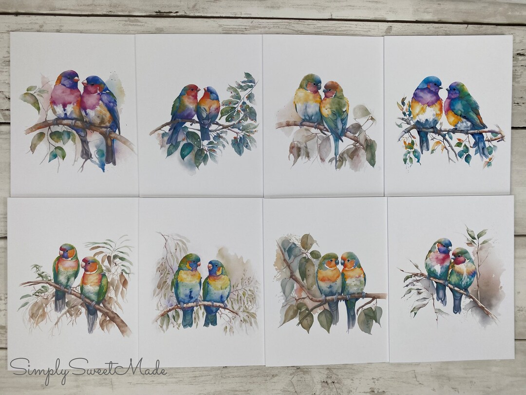 Birds Cards 8 Birds Notecards Assorted Birds Blank Cards Assorted Birds ...