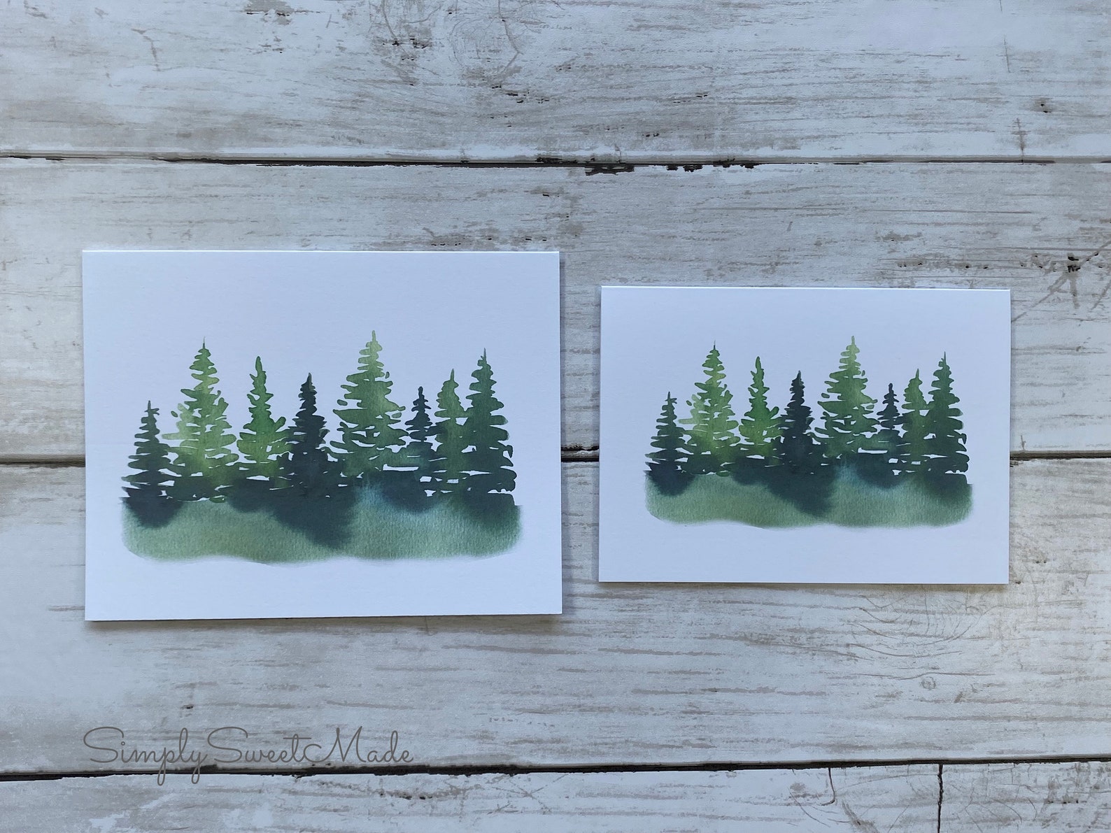 Watercolor Forest Cards 8 Blank Forest Cards Watercolor - Etsy