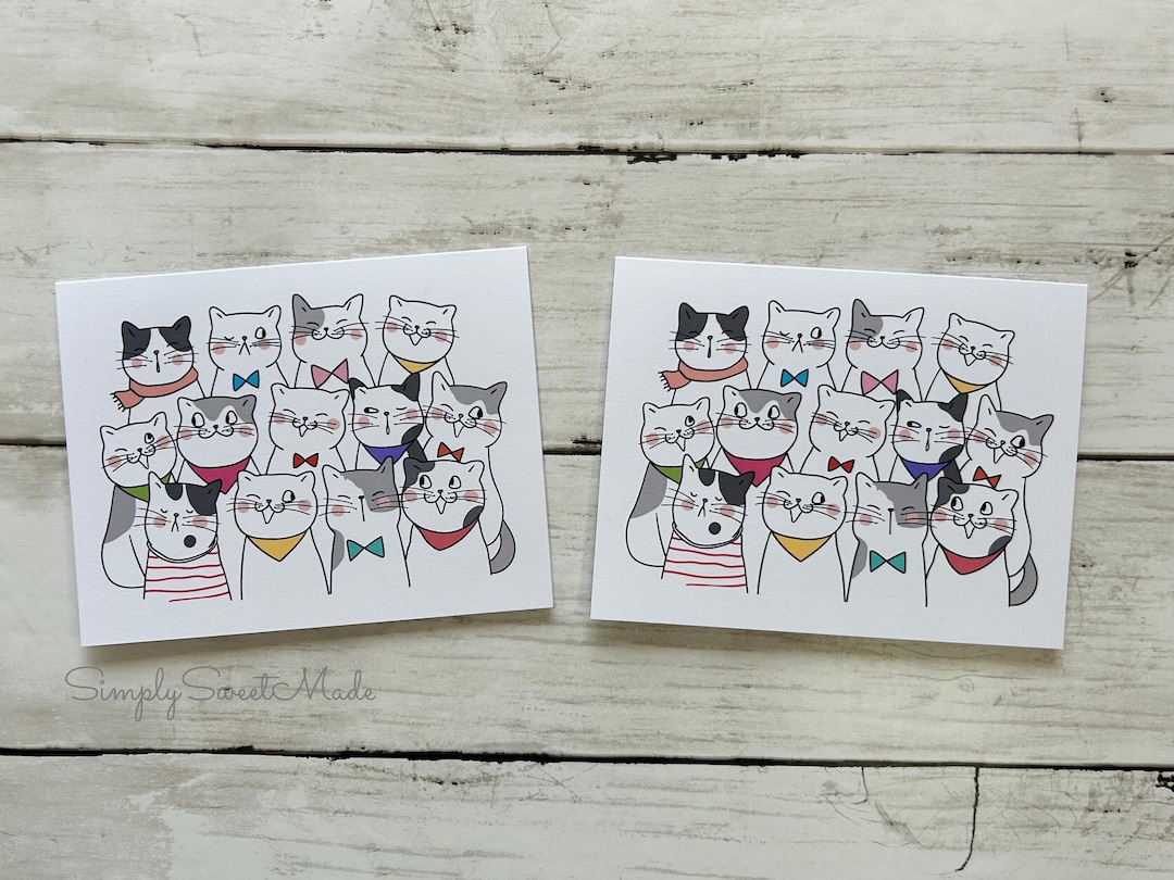Cat Cards - 8 Cute Cats Cards Notecards - Funny Cats Blank Cards - Cats ...