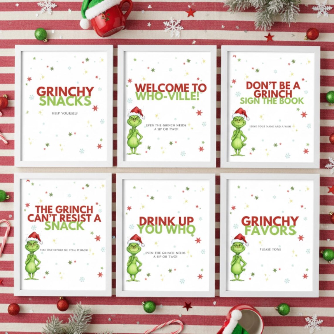 Ten Merry Grinchmas Table Signs, Size 8x10", Bundle of Christmas Sings ...