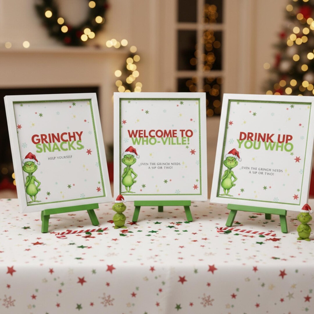 Ten Merry Grinchmas Table Signs, Size 8x10", Bundle of Christmas Sings ...