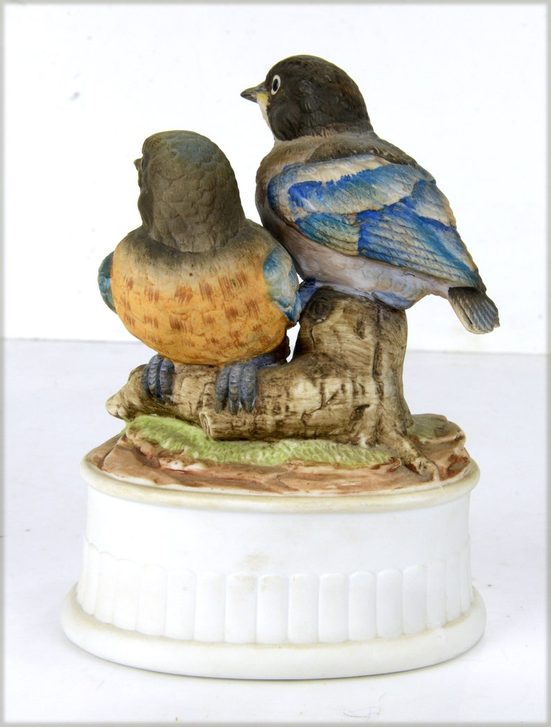Vintage Lefton Bluebird Figurines, Hand Painted Porcelain Sculpture ...