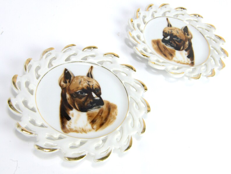 Decorative Plate Boxer Pair Dog Wall Plate Porcelain - Etsy