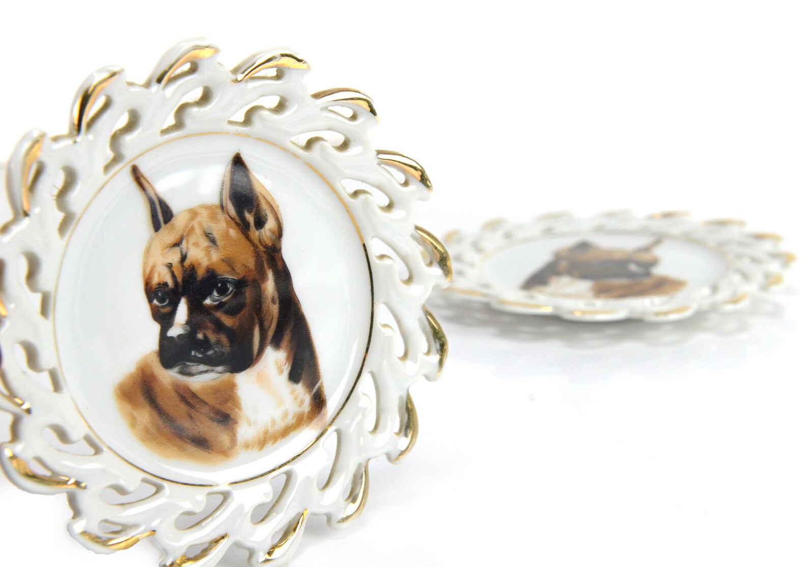 Decorative Plate Boxer Pair Dog Wall Plate Porcelain - Etsy